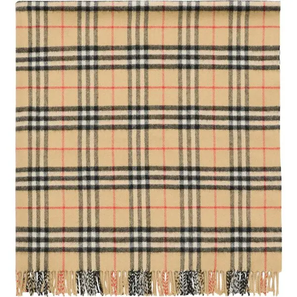 Burberry Check Wool Baby Blanket - Sand Beige