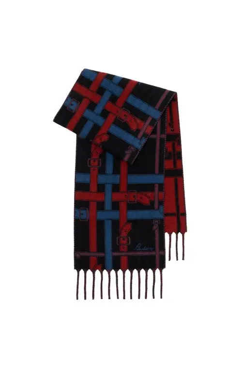 Burberry Belt Check Cashmere Scarf - Pilot Blue