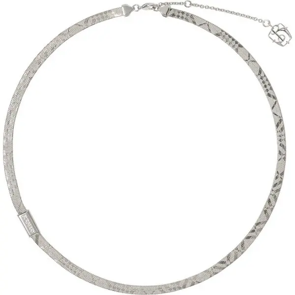 Burberry Engraved Check Chain Necklace - Silver