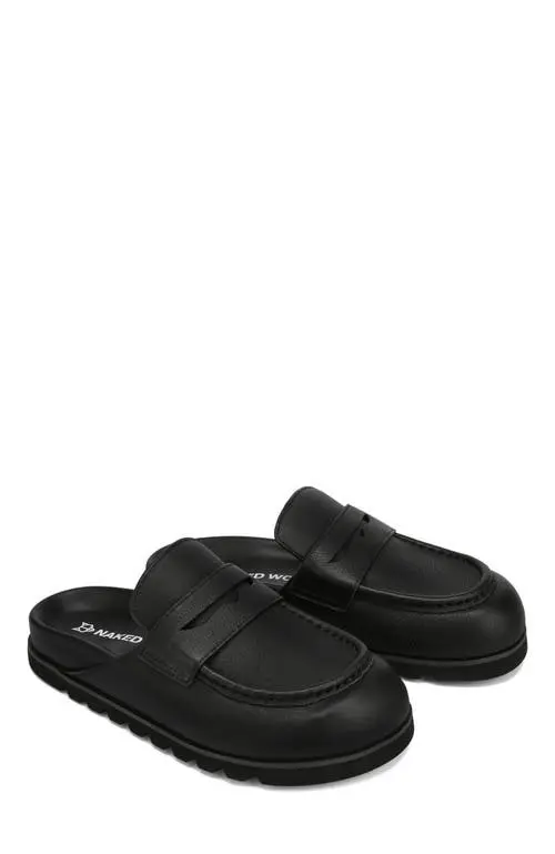 NAKED WOLFE Cord Pebble Leather Slip-on Mules - Black