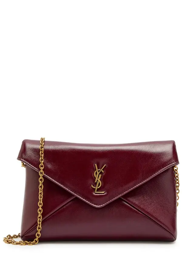 Saint Laurent Envelope Leather Wallet-on-chain - Red