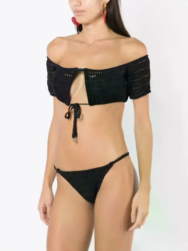 AMIR SLAMA Open-knit Off-shoulder Bikini Set