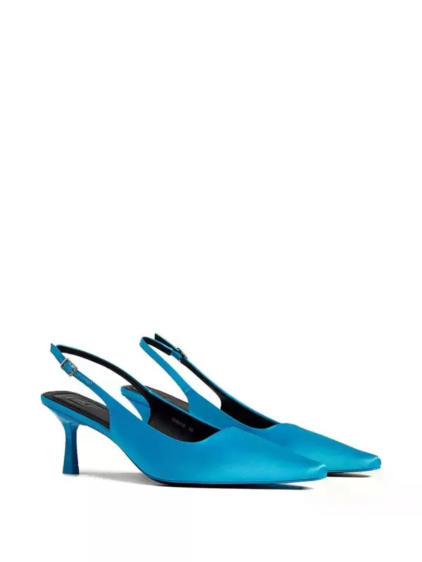 12 STOREEZ 60mm Silk Slingback Pumps - Blue