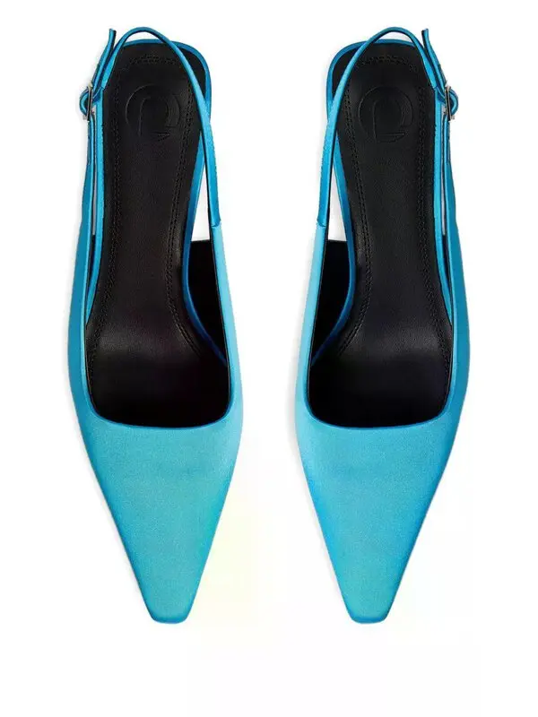 12 STOREEZ 60mm Silk Slingback Pumps - Blue