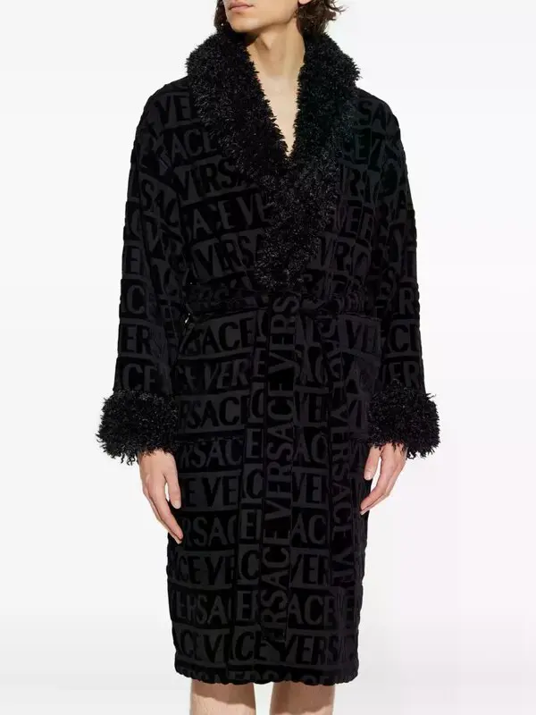 Versace Logo-pattern Bath Robe - Black