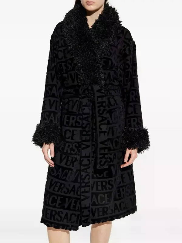 Versace Logo-pattern Bath Robe - Black