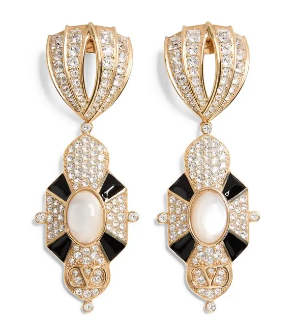 Valentino Garavani Swarovski Crystal-embellished Pendant Earrings - Gold