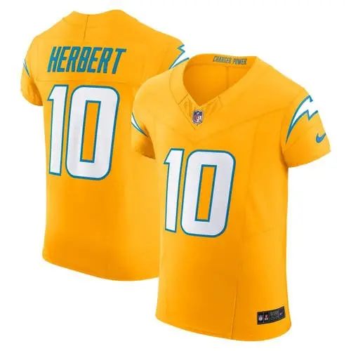 Nike Justin Herbert Los Angeles Chargers Alternate Charger Power Vapor F.u.s.e. Elite Jersey - Gold