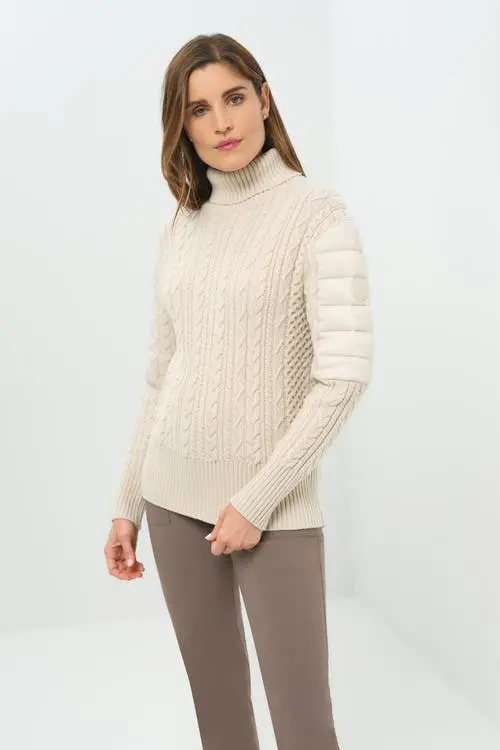 Anatomie Cableknit And Nylon Padded Sweater
