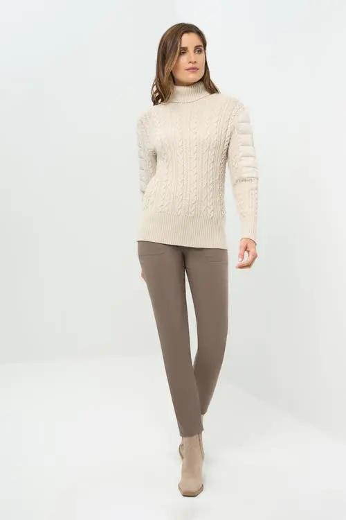 Anatomie Cableknit And Nylon Padded Sweater