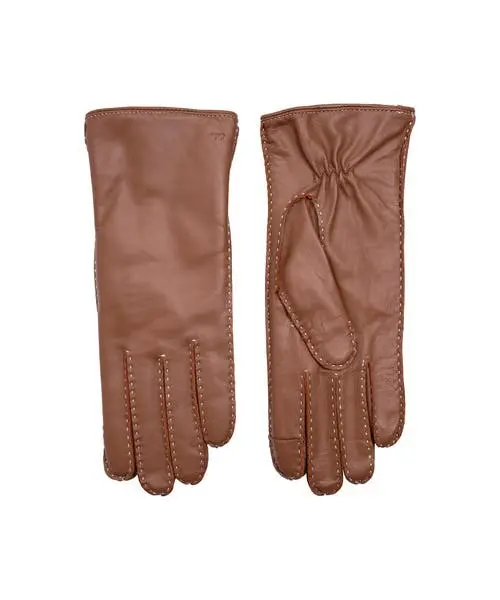 Echo Stitch Detail Leather Gloves - Cinnamon Bark