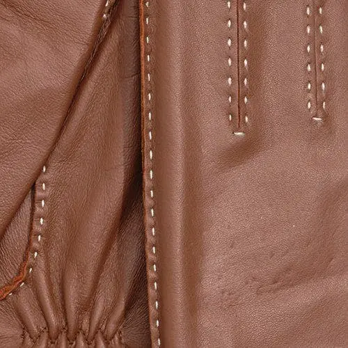 Echo Stitch Detail Leather Gloves - Cinnamon Bark