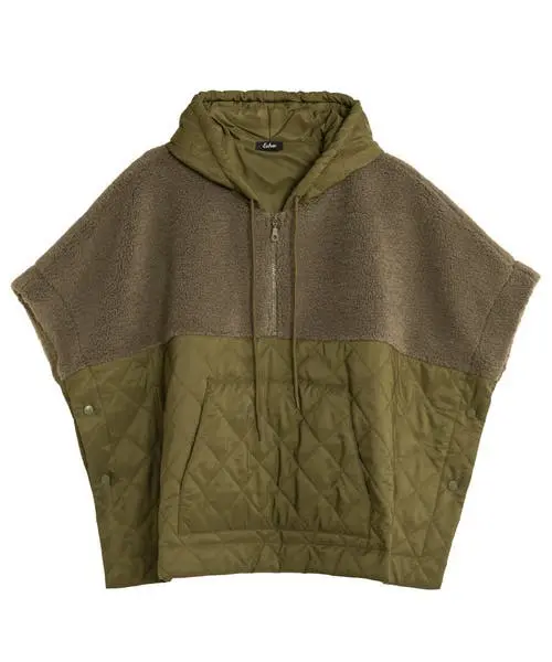 Echo Quilted Hooded Poncho - Olive