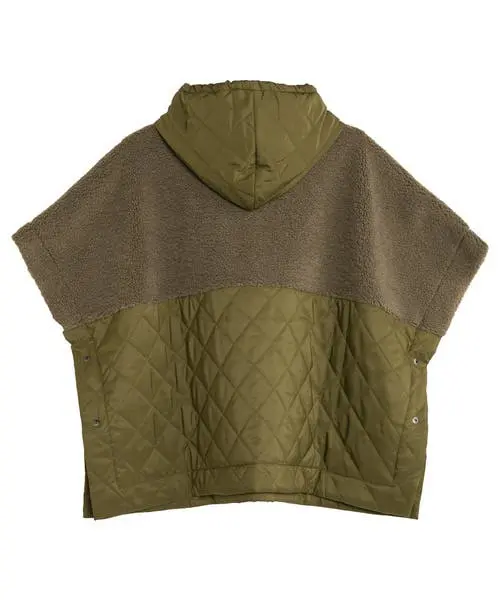 Echo Quilted Hooded Poncho - Olive