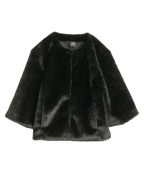 Echo Fur Jacket With Raglan Sleeves - Black