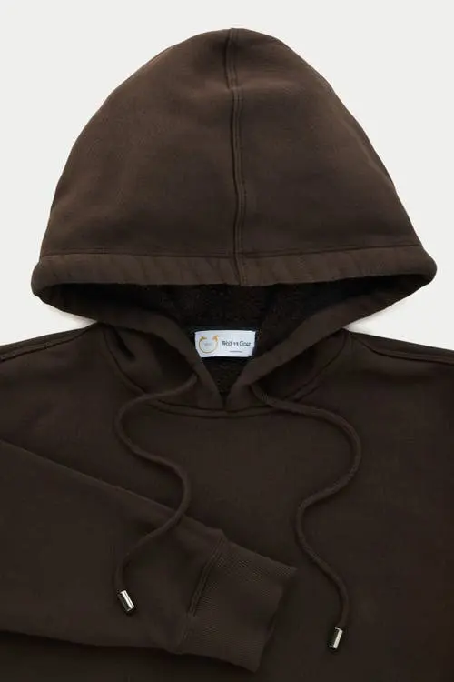 WOLF VS. GOAT (WVG) Cotton Fitted Hoodie - Seal Brown