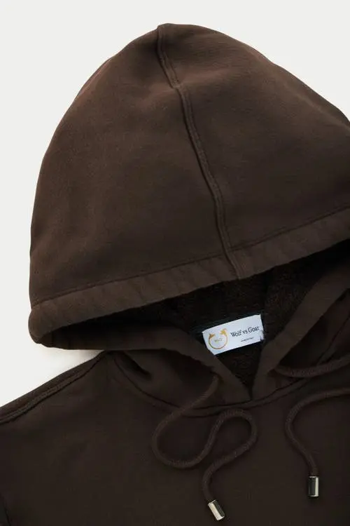 WOLF VS. GOAT (WVG) Cotton Fitted Hoodie - Seal Brown