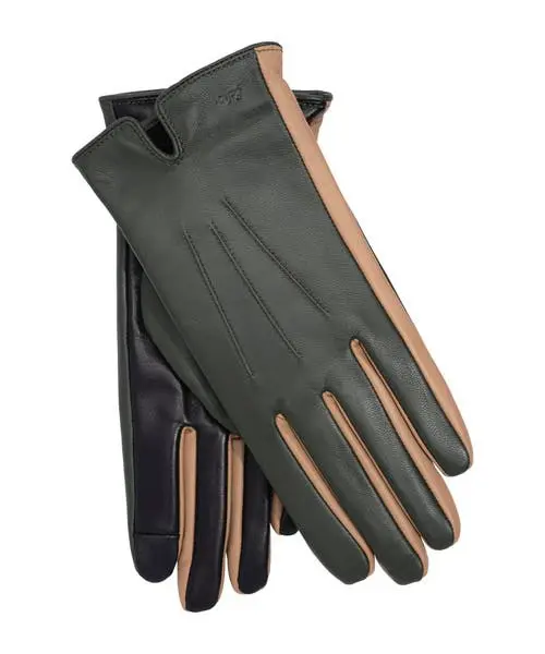 Echo Color Block Leather Glove - Forest Green