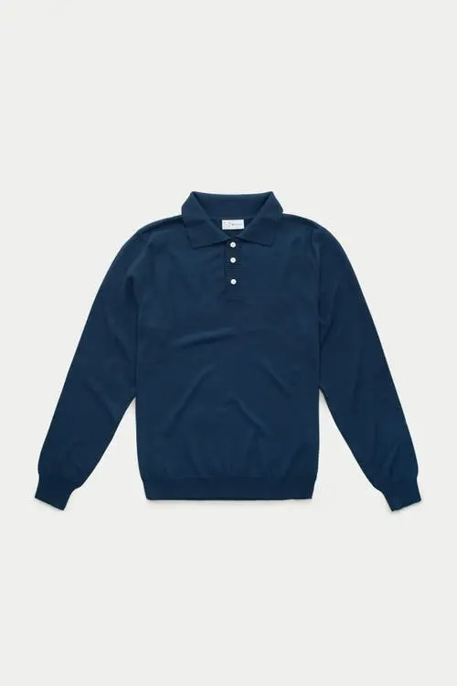 WOLF VS. GOAT (WVG) Wool Knitted Long Sleeve Polo - Ardesia