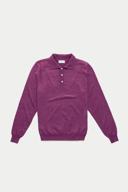 WOLF VS. GOAT (WVG) Wool Knitted Long Sleeve Polo - Purple