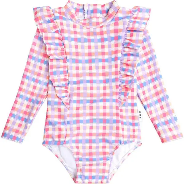HUXBABY Scandi Frill Checked Swimsuit - Multi