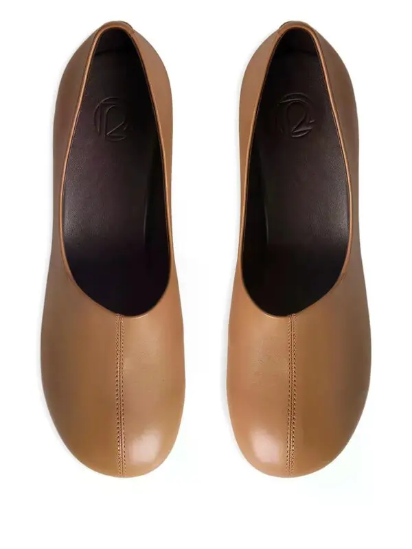 12 STOREEZ 70mm Leather Pumps - Brown
