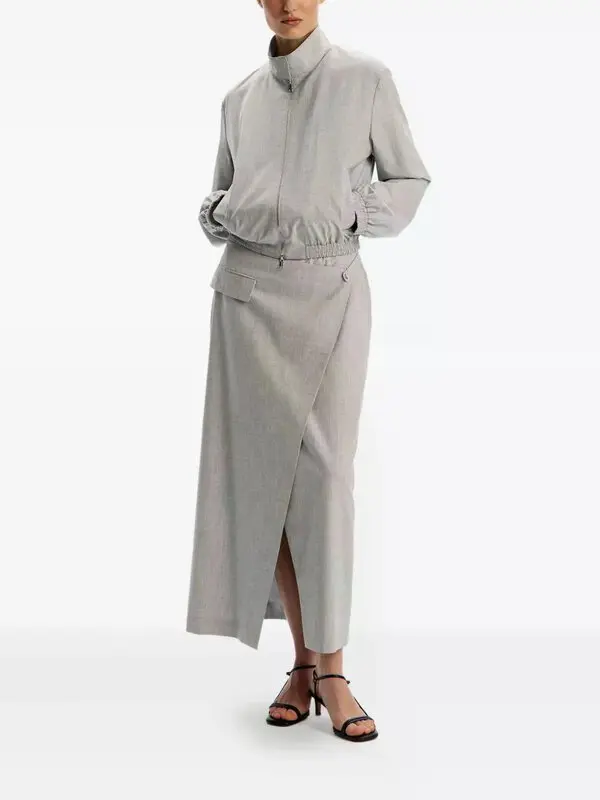 12 STOREEZ Asymmetric Midi Skirt - Grey