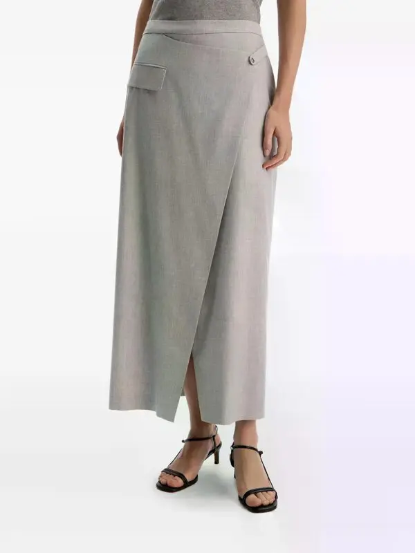12 STOREEZ Asymmetric Midi Skirt - Grey
