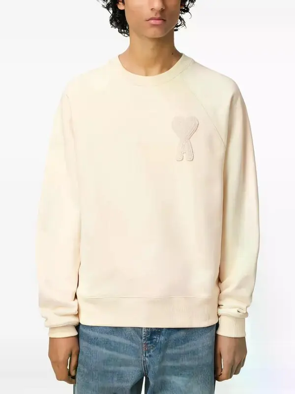 AMI Paris De Coeur Embroidered Sweatshirt - Neutrals