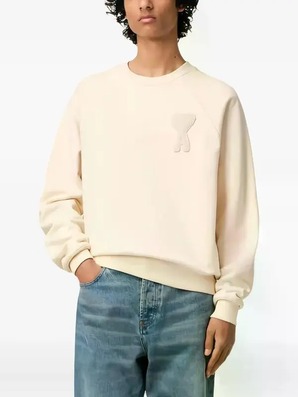 AMI Paris De Coeur Embroidered Sweatshirt - Neutrals