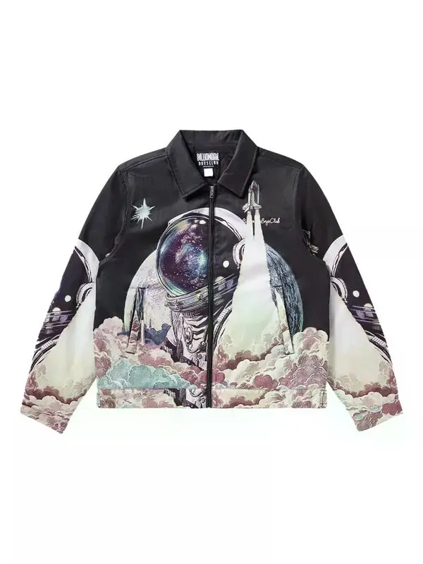 BILLIONAIRE BOYS CLUB Graphic Print Flight Jacket - Black