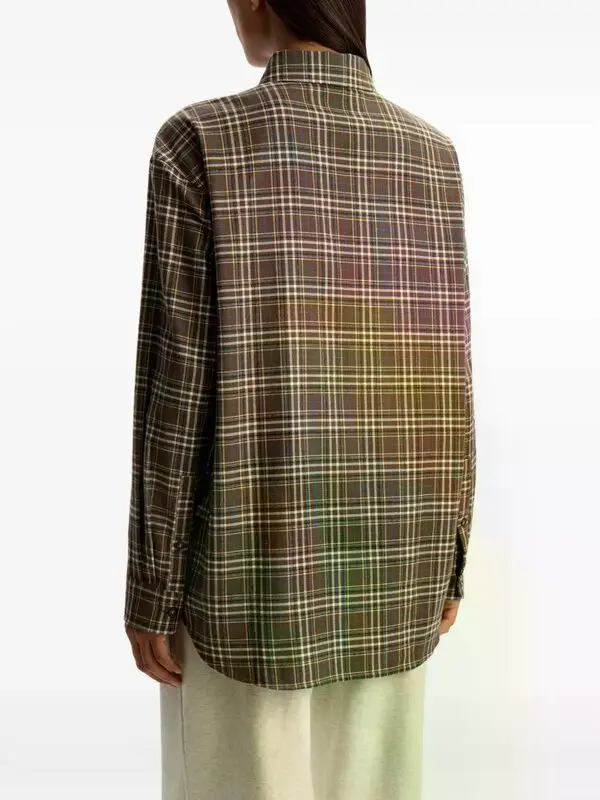 12 STOREEZ Checked Flannel Shirt - Brown