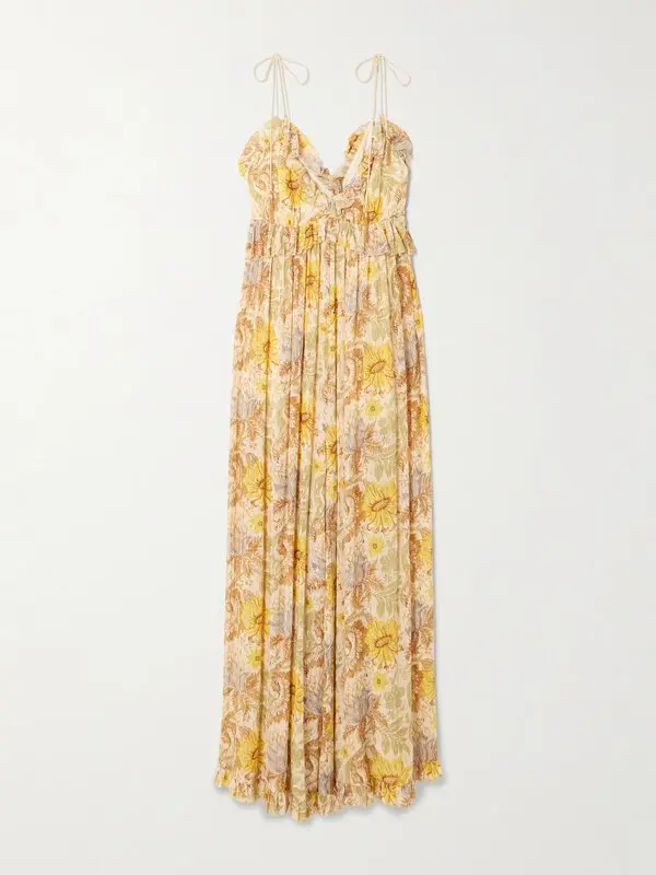 Zimmermann Daylight Ruffled Floral-print Fil Coupé Gauze Jumpsuit - Orange
