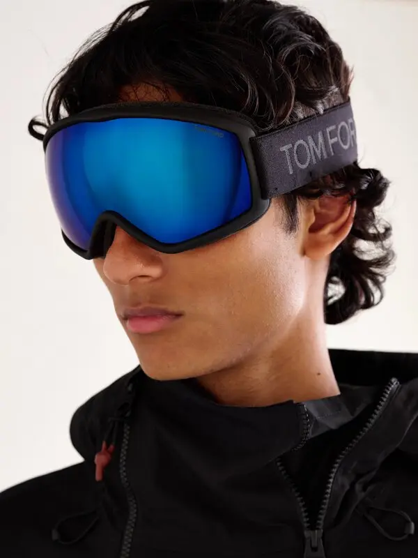 TOM FORD Webbing-trimmed Mirrored Ski Goggles