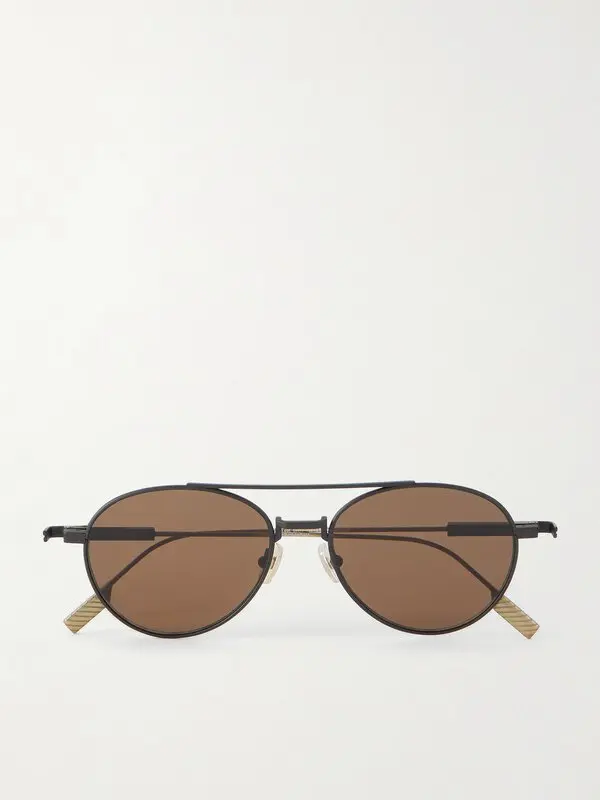 Zegna Aviator-style Titanium Sunglasses - Brown