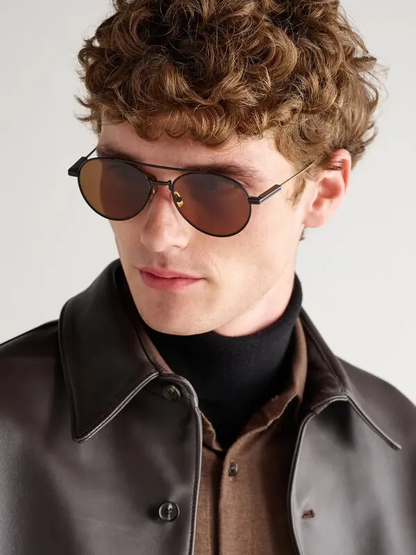Zegna Aviator-style Titanium Sunglasses