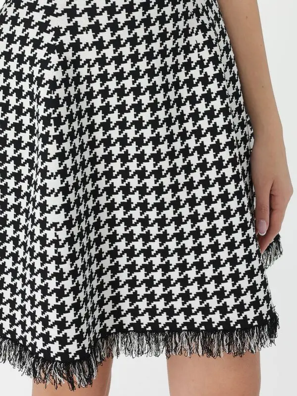 Alexander McQueen Houndstooth Dress With Fringe Accents