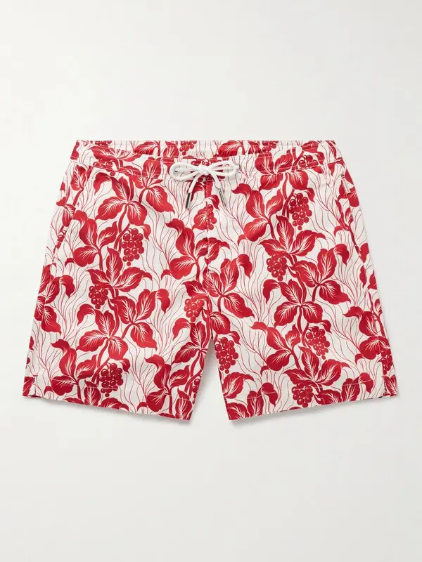 Orlebar Brown Bulldog Petralis Straight-leg Mid-length Printed Recycled Swim Shorts - Red
