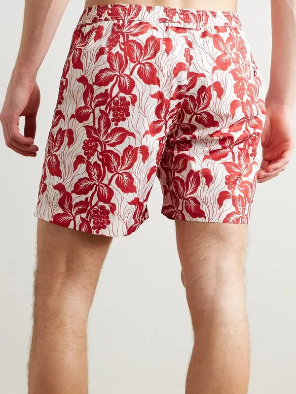 Orlebar Brown Bulldog Petralis Straight-leg Mid-length Printed Recycled Swim Shorts - Red
