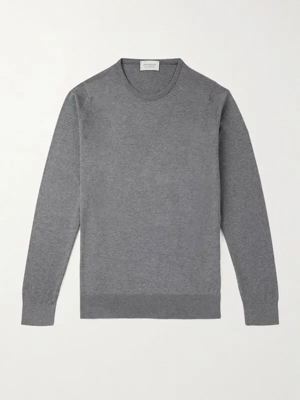 John Smedley Hatfield Sea Island Cotton Sweater - Gray