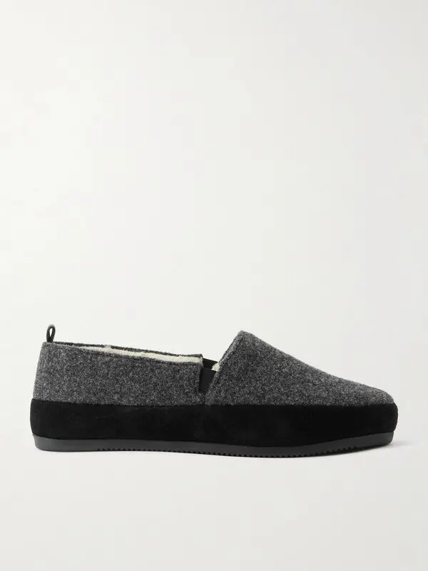 Mulo Plush-lined Suede-trimmed Wool Loafers