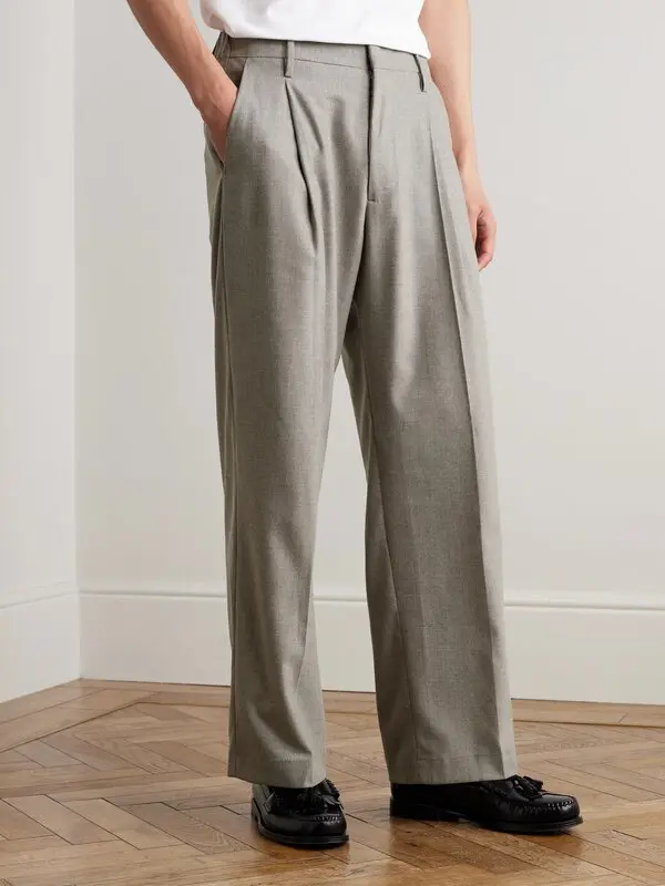Nn07 Kay Straight-leg Pleated Woven Trousers - Neutrals