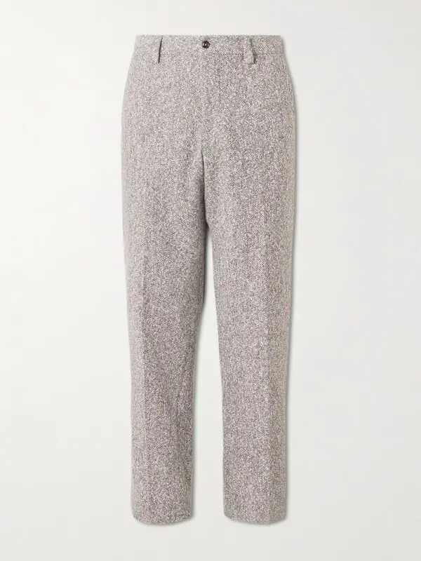 Nn07 Paw 1087 Straight-leg Recycled-herringbone Suit Trousers - Brown