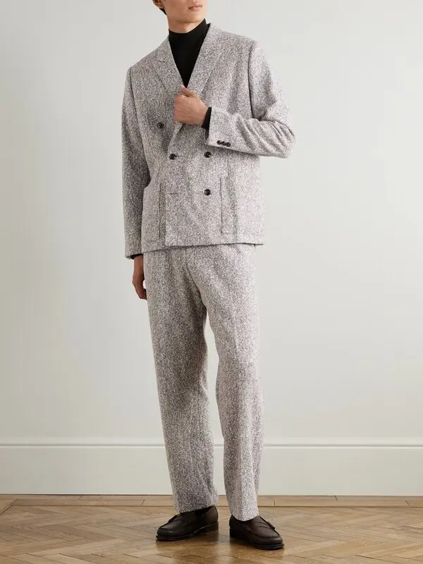 Nn07 Paw 1087 Straight-leg Recycled-herringbone Suit Trousers - Brown