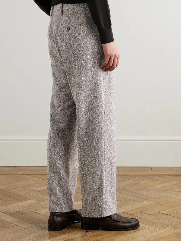 Nn07 Paw 1087 Straight-leg Recycled-herringbone Suit Trousers - Brown