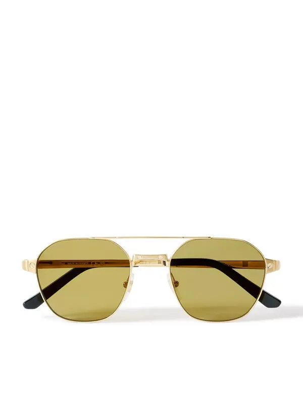CARTIER Santos De Aviator-style Sunglasses - Gold