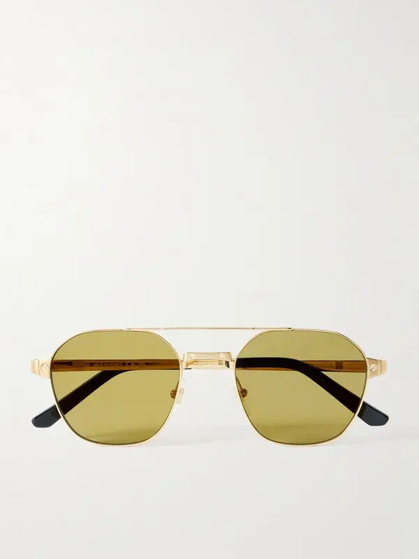 CARTIER Santos De Aviator-style Sunglasses - Gold