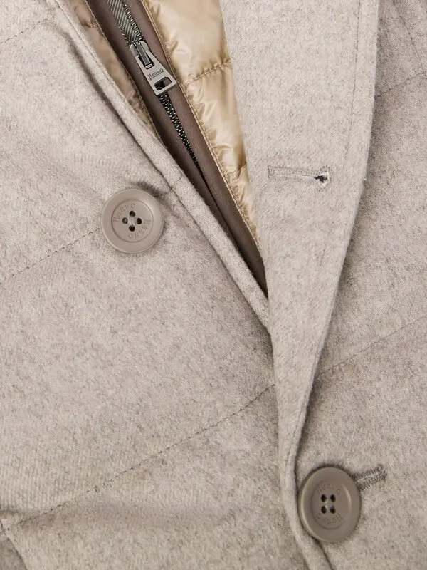 Herno Slim-fit Shell-trimmed Silk And Cashmere-blend Down Jacket - Neutrals