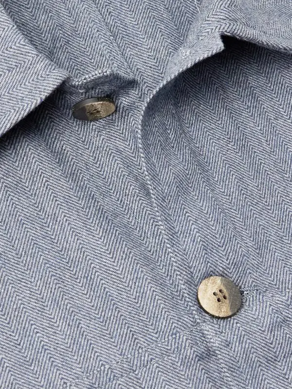 Frescobol Carioca Belford Herringbone Cotton And Cashmere-blend Jacket - Blue