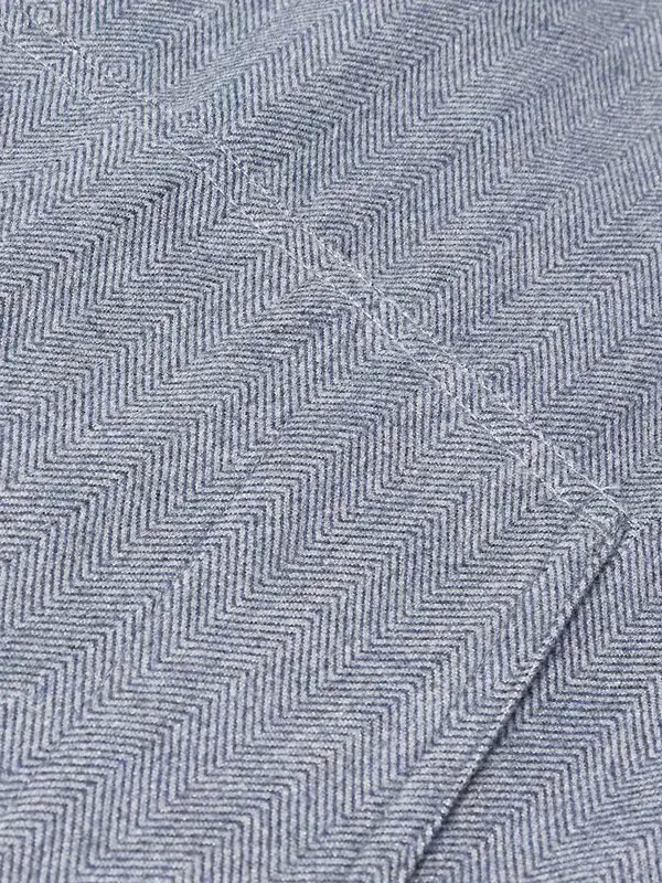 Frescobol Carioca Belford Herringbone Cotton And Cashmere-blend Jacket - Blue